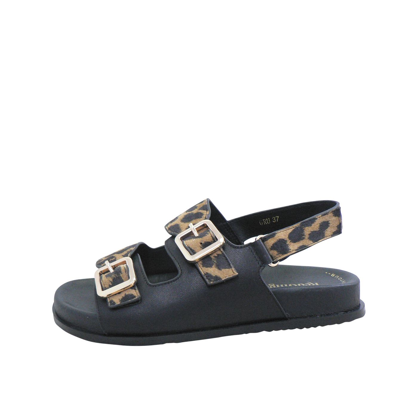 Gru - Black/Leopard - SUNA Shoes & Accessories